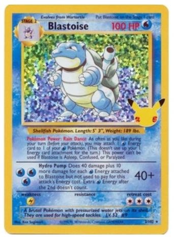 Pokémon TCG 25th Anniversary Celebrations Blastoise, Hobbies & Toys ...