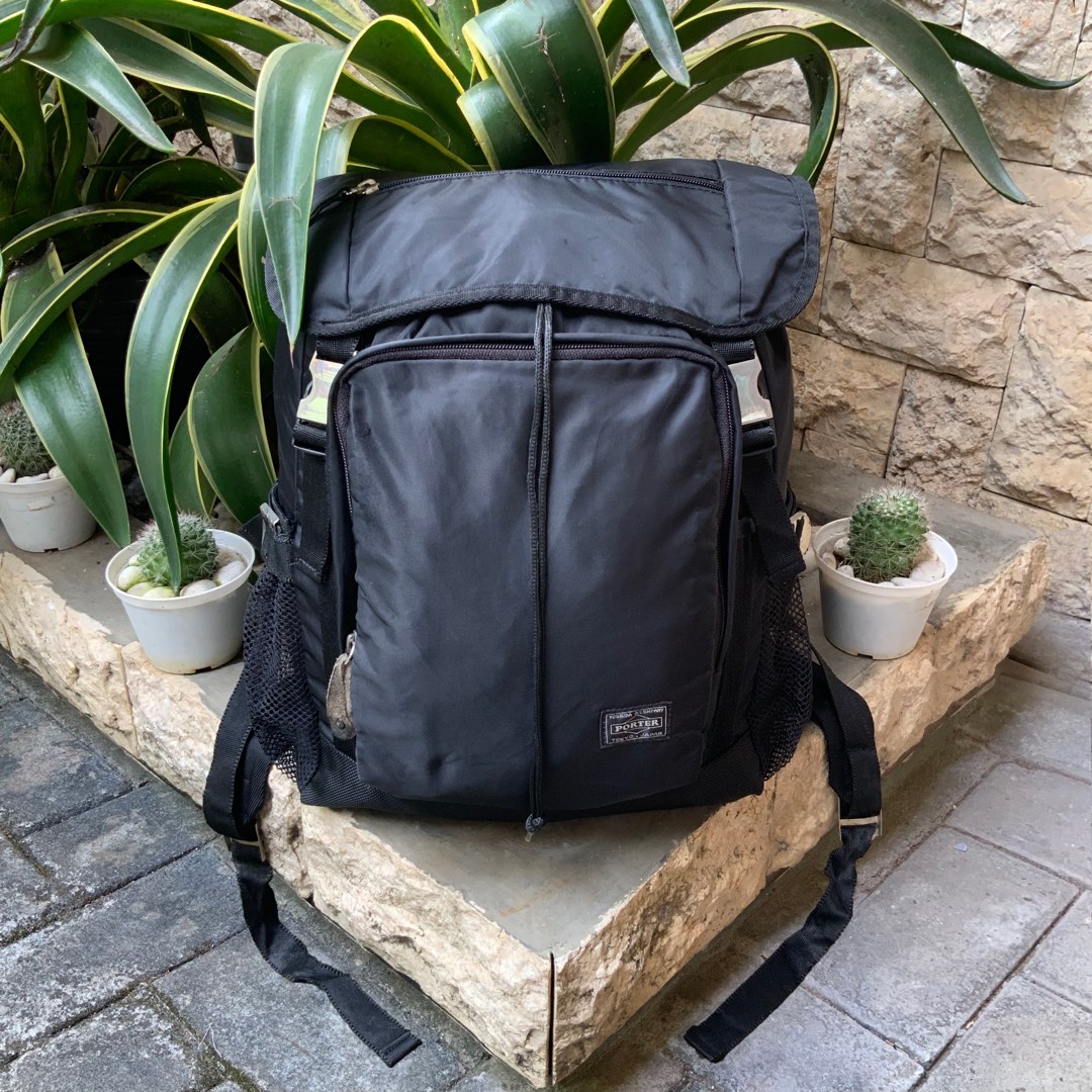 PORTER YOSHIDA & CO VINTAGE DOUBLE BUCKLE FLAP BACKPACK BLACK, Fesyen ...