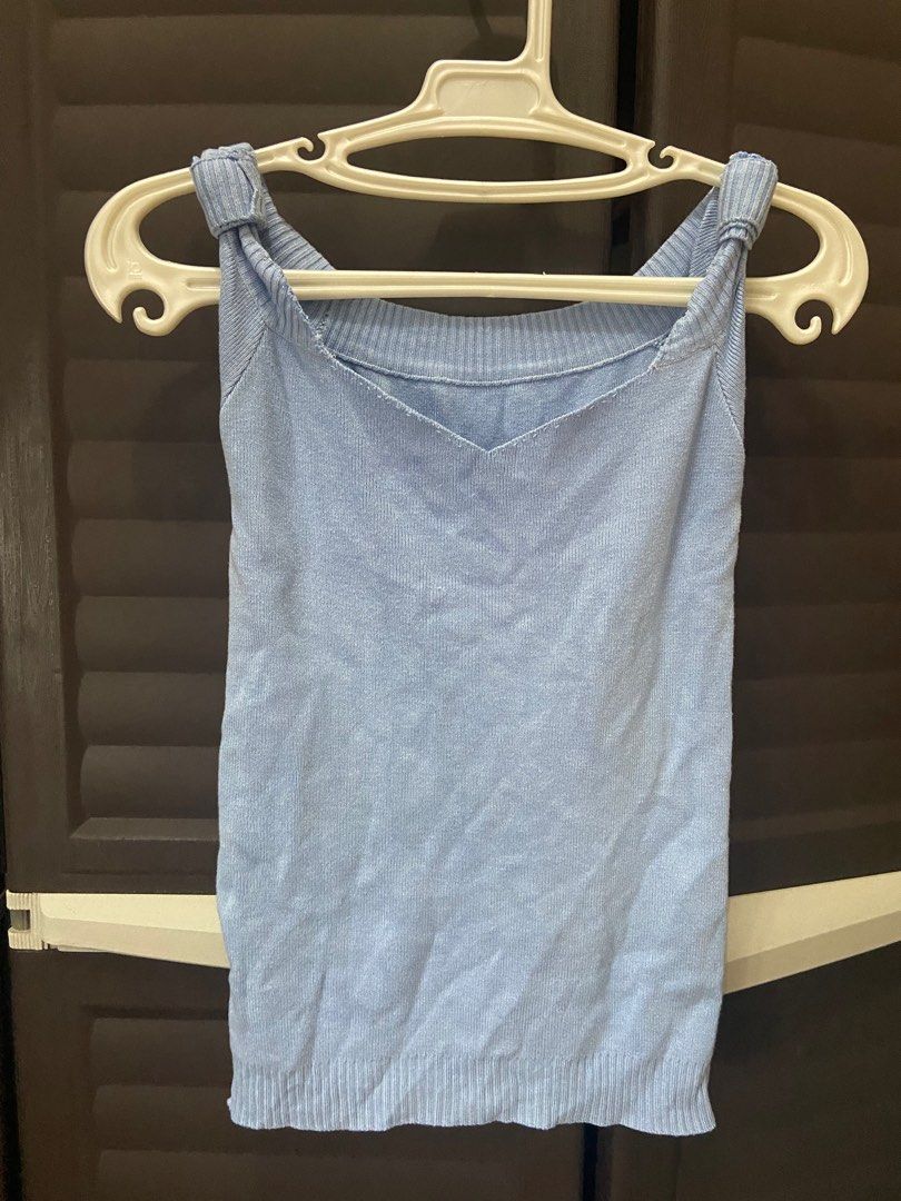 Powder Blue Top, Women's Fashion, Tops, Sleeveless on Carousell