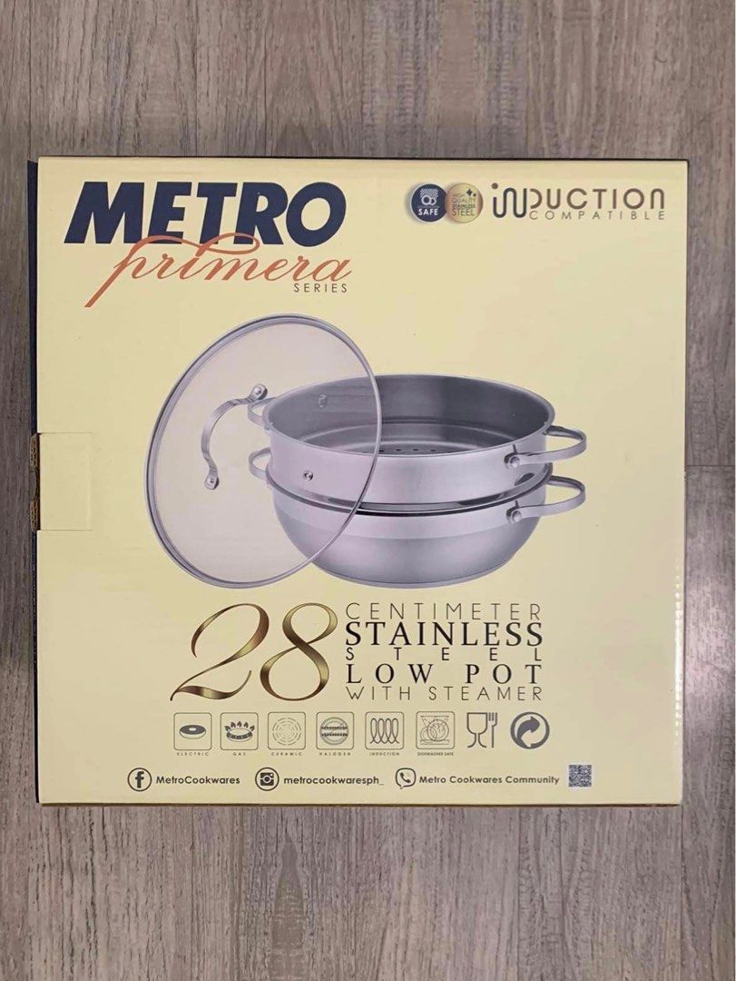 Primera by Metro 28CM Low pot with steamer, Furniture & Home Living ...