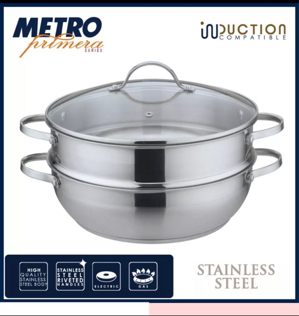 Primera by Metro 28CM Low pot with steamer, Furniture & Home Living ...