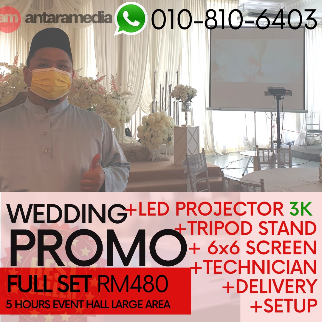 Projector screen led wedding portable sewa rental FULL SET RM480, TV ...