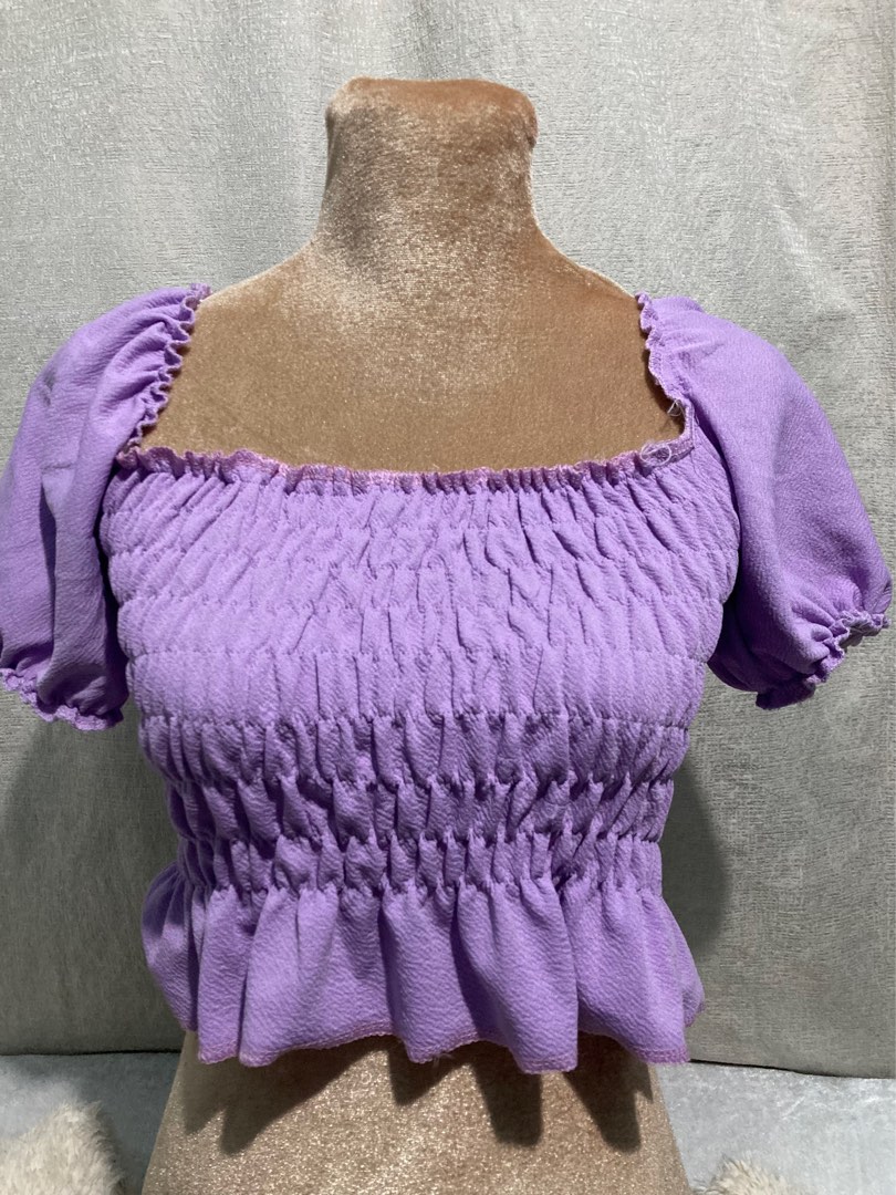 Puff purple top, Women's Fashion, Tops, Blouses on Carousell