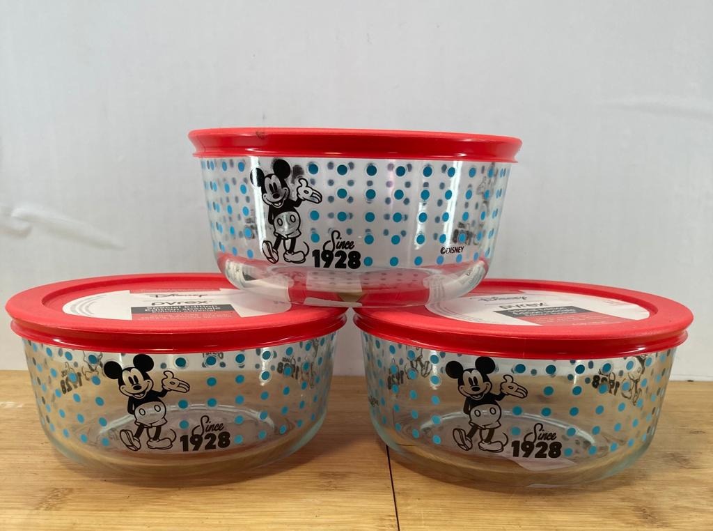 Pyrex Limited Edition Disney Storage 946ml x 3 (Mickey Since 1928 ...