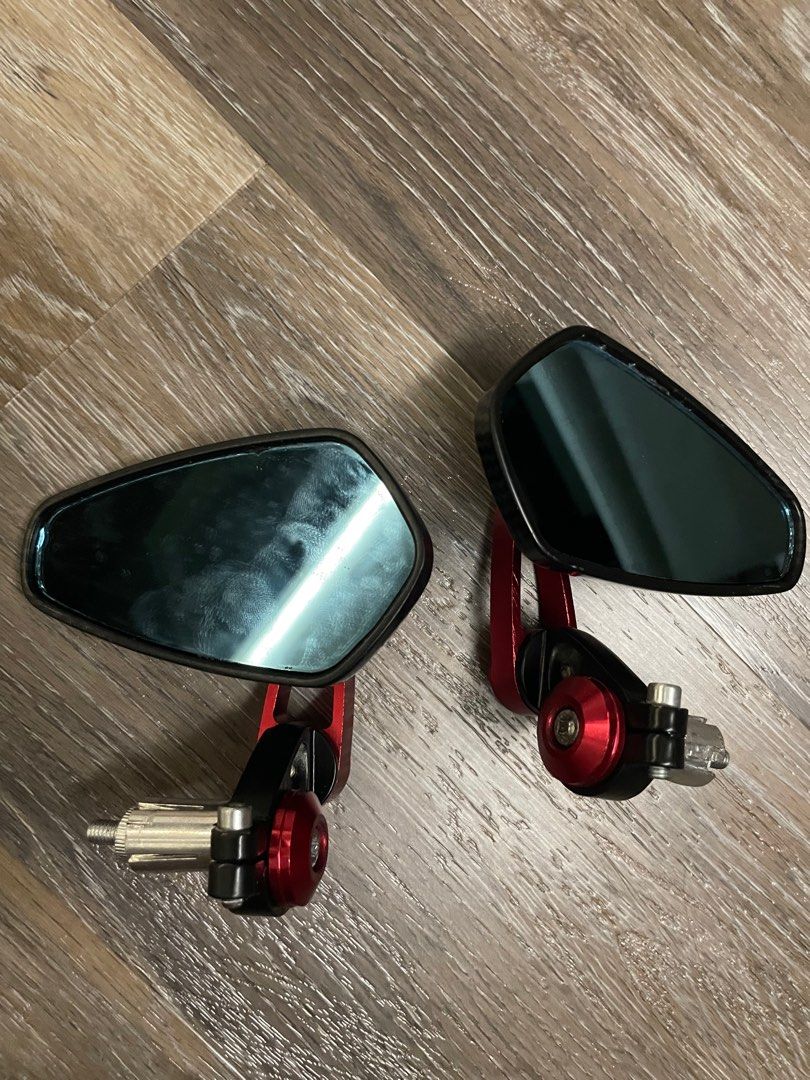 Red bar end mirror, Motorcycles, Motorcycle Accessories on Carousell