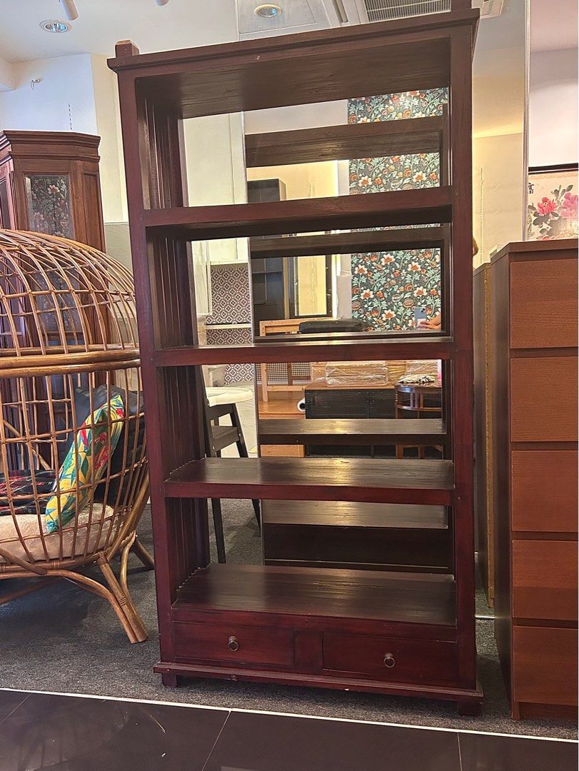 Rosewood open shelves display cabinet/bookshelf (WITH 2 drawers ...