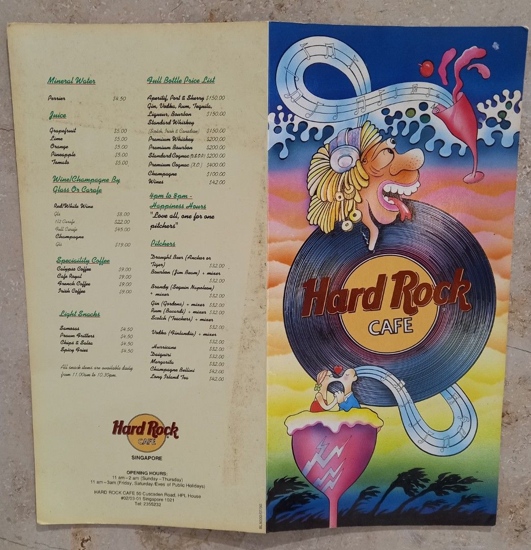 Hard Rock Cafe Menu Signed by Rock Band Deep Purple SG 1991, Hobbies ...