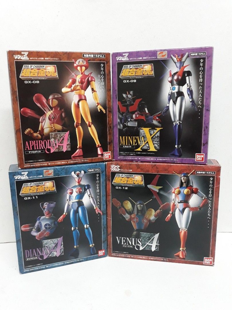 SOC Mazinger Angels, GX-08 Aphrodai A, GX-09 Mineva X, GX-11 Dianan A, GX-12 Venus A, Lot of 4 ...