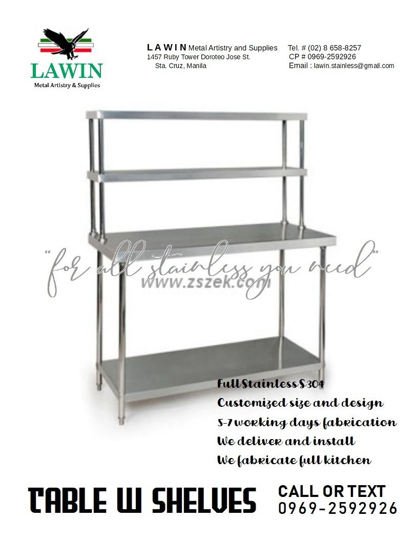 STAINLESS WORKING TABLE WITH OVER SHELVES, Furniture & Home Living, Bathroom & Kitchen Fixtures ...