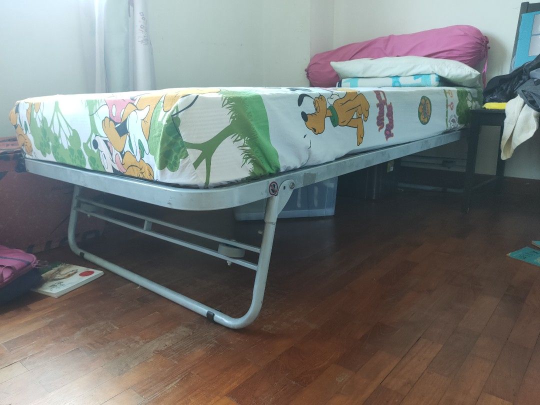 Super single bed frame+extension single metal bed frame, Furniture ...