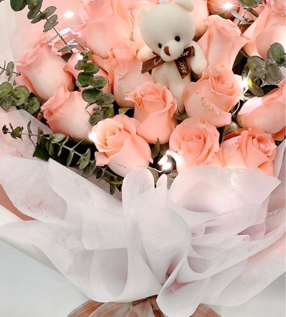 Sweet Pink Roses Bouquet, Hobbies & Toys, Stationery & Craft, Flowers ...