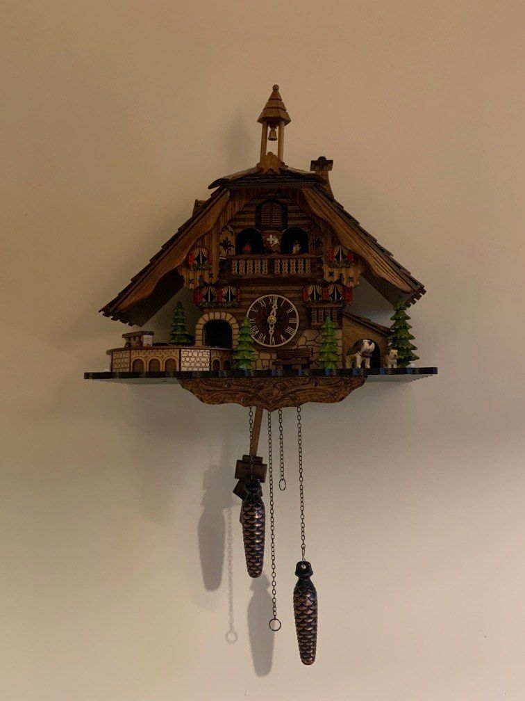 Swiss 2 storey cuckoo clock with train, Furniture & Home Living, Home ...