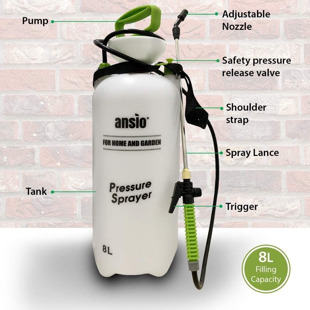 T535 Garden Sprayer 8 litre Pressure Sprayer Pump Action, Weed Killer ...