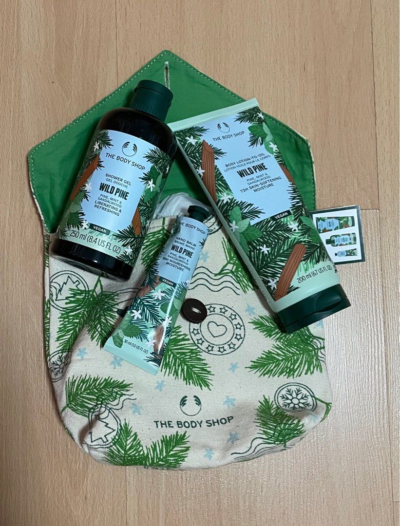 The Body Shop Wild Pine Essential Set (moisturiser, body shop and hand ...