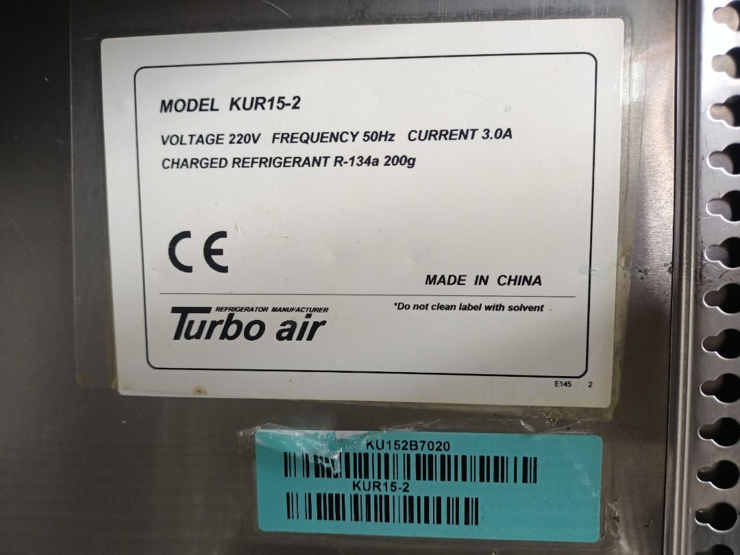 TurboAir 2 door counter chiller, TV & Home Appliances, Kitchen ...