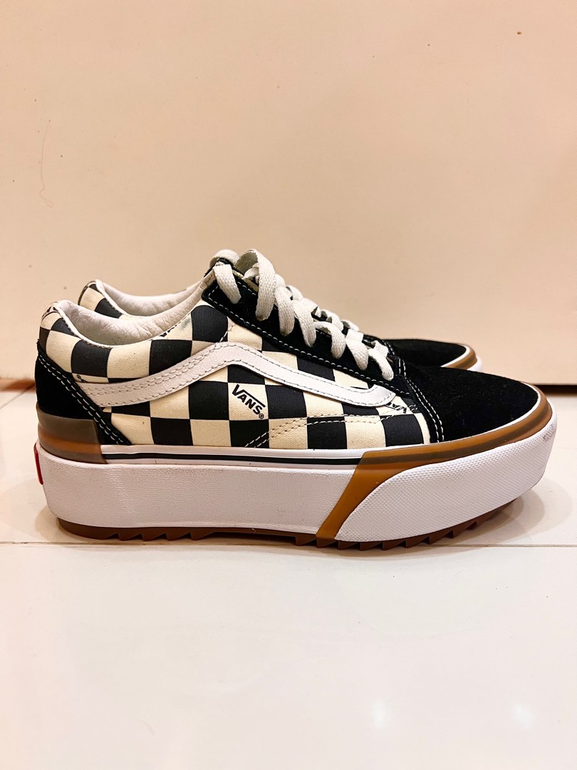 Vans Old Skool Stacked Checkerboard Platform, Women's Fashion, Footwear ...