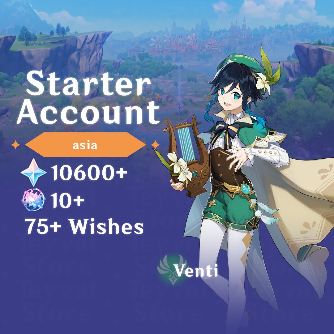 75+ Wishes - AR10 Venti Genshin Impact Starter Account, Video Gaming ...