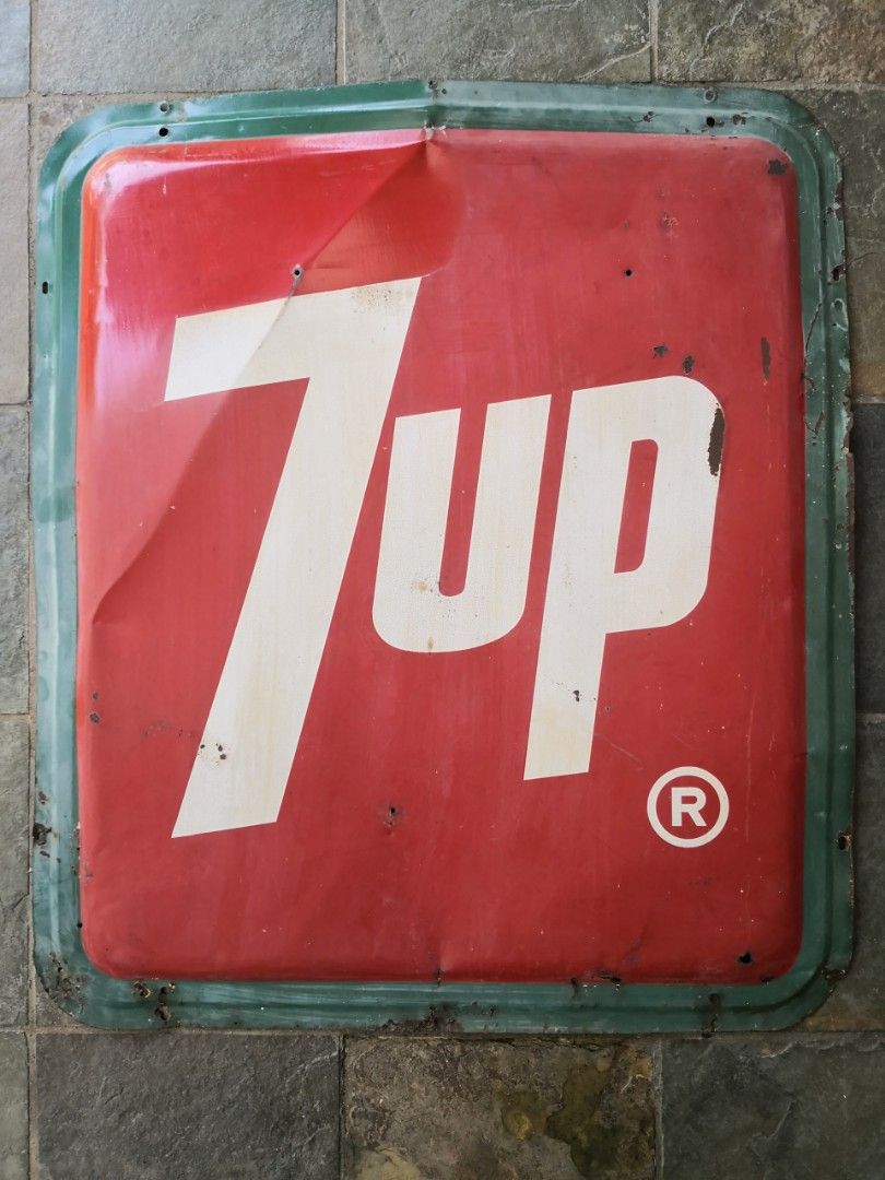 7UP®; Vintage 70s Sign (36 x 31 inches) *RARE; Malaysia; Singapore ...