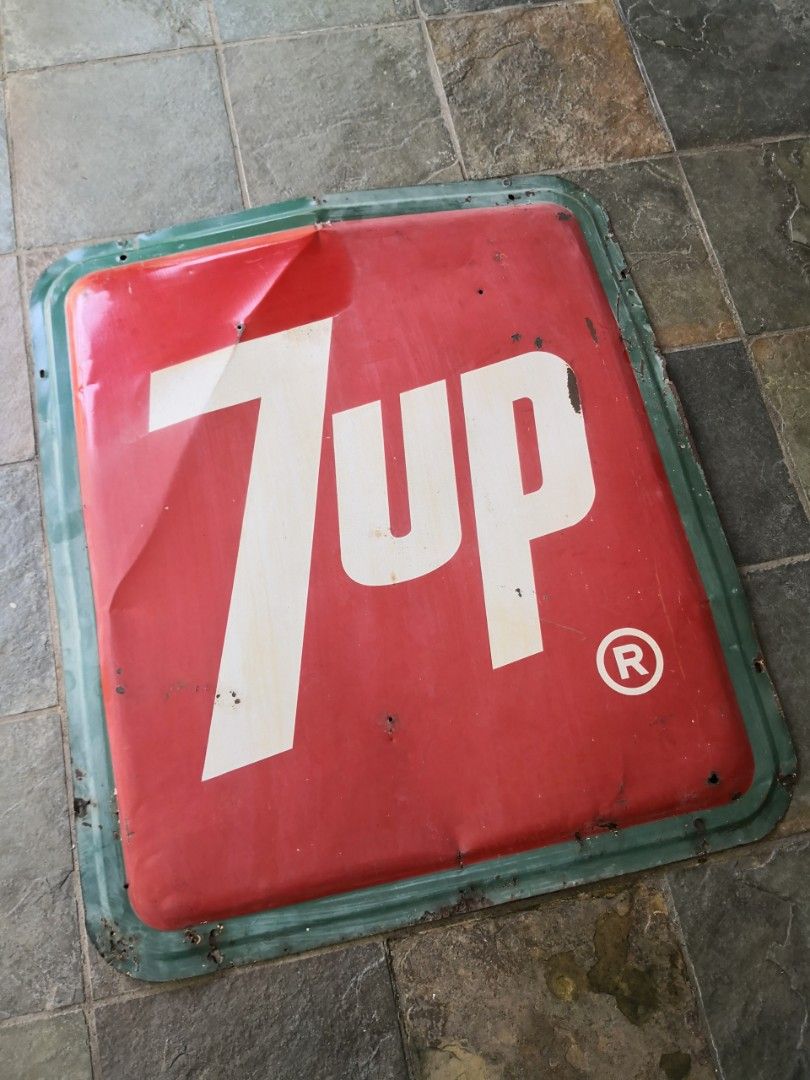 7UP®; Vintage 70s Sign (36 x 31 inches) *RARE; Malaysia; Singapore ...