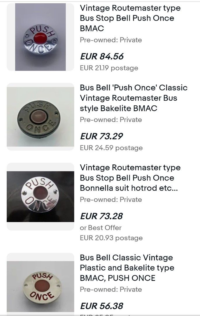 Vintage Bus Bell Push, Hobbies & Toys, Collectibles & Memorabilia ...