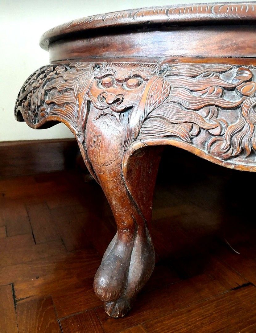 Vintage Chinese rosewood round table hand carved, Furniture & Home ...