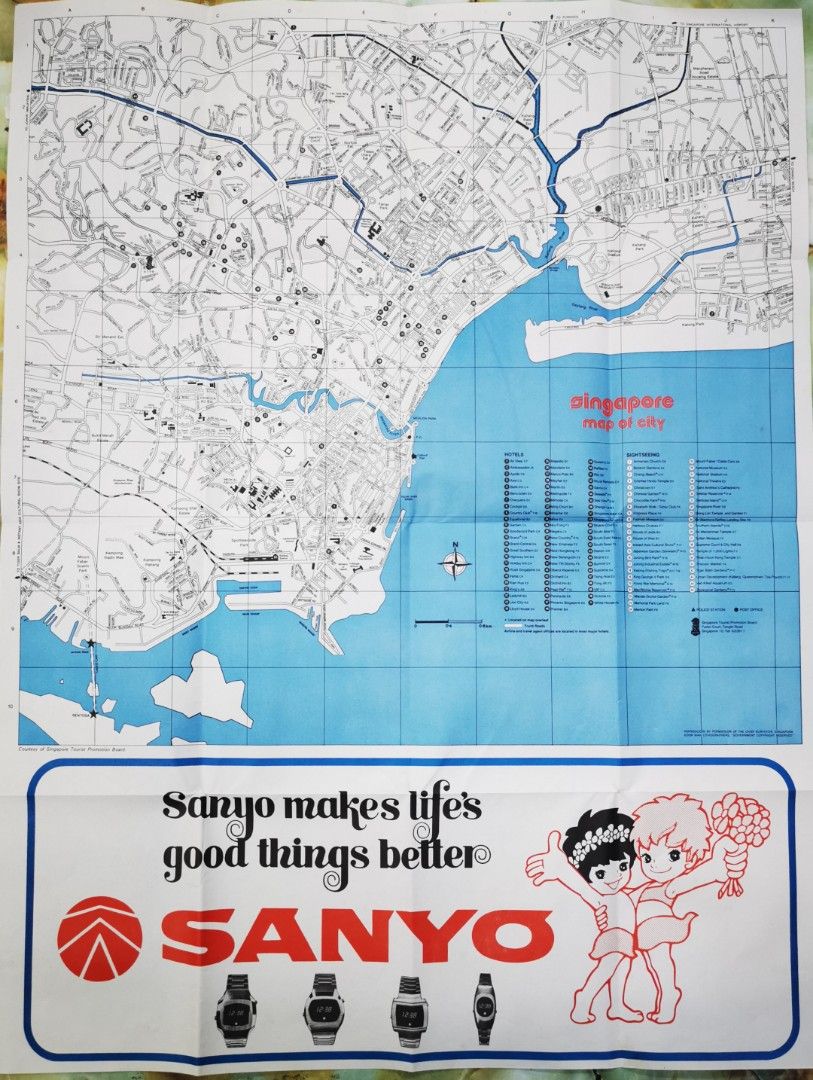 Vintage Sanyo Singapore map of City 19"X25/68", Hobbies & Toys ...