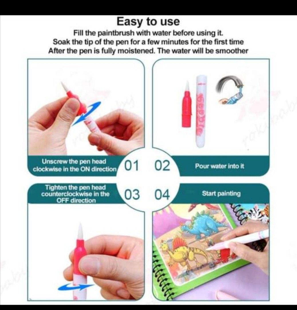 Water Painting Book Magic Water Activated Coloring Notebook, Babies ...