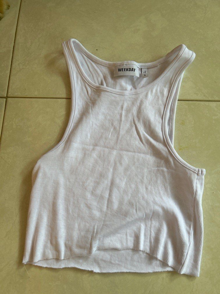 Weekday white tank top, Women's Fashion, Tops, Blouses on Carousell