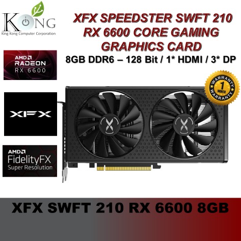 XFX SPEEDSTER SWFT 210 RADEON RX 6600 CORE Gaming 8GB Graphics Card ...