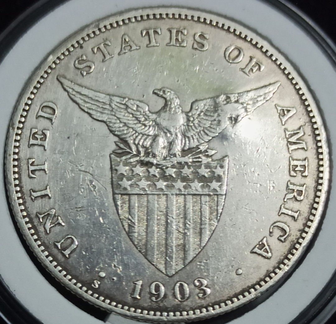 1903 S USPI ONE PESO w Chopmark MAR-19, Hobbies & Toys, Memorabilia ...