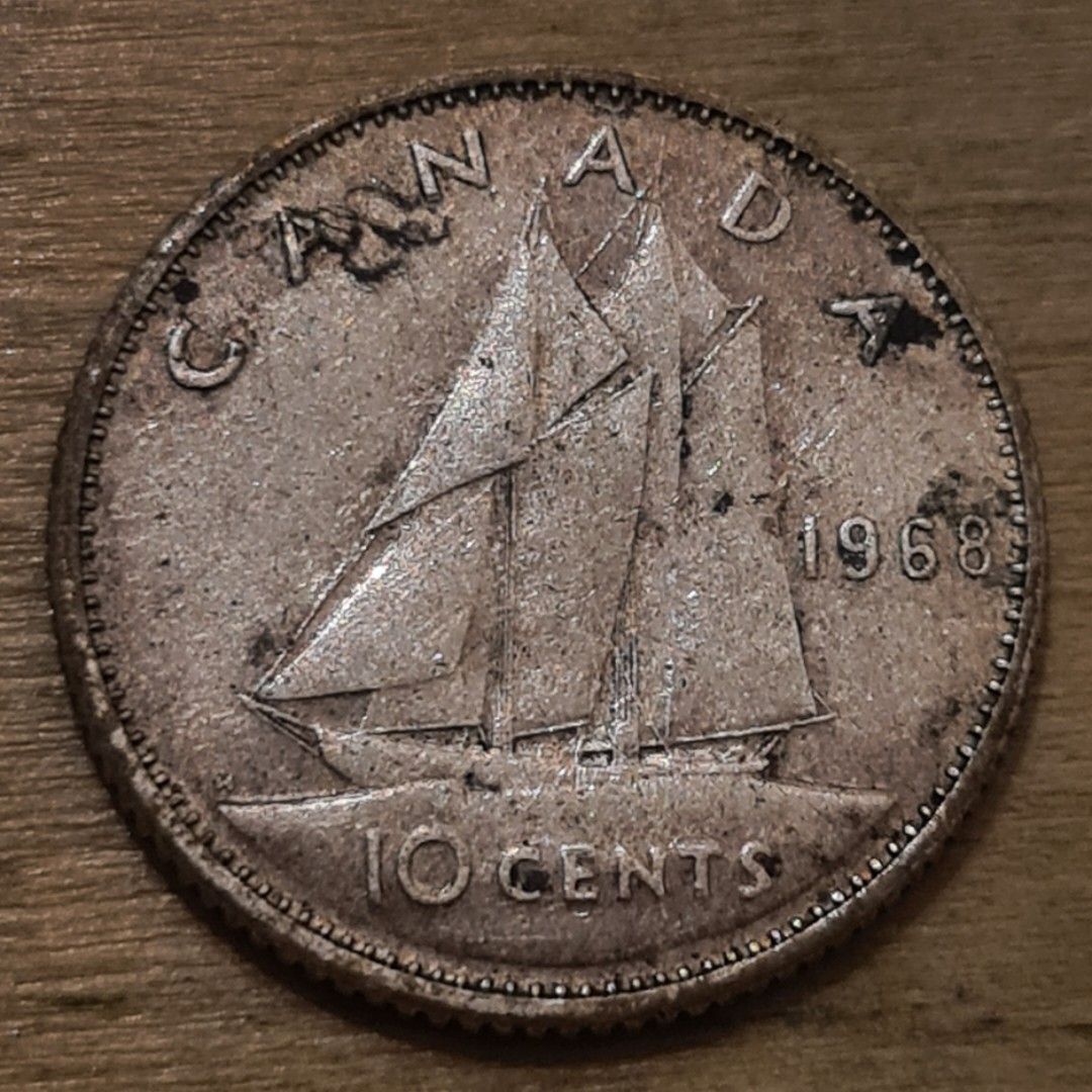 1968 Canada Queen Elizabeth II 10 Cent Silver Coin, Hobbies & Toys ...