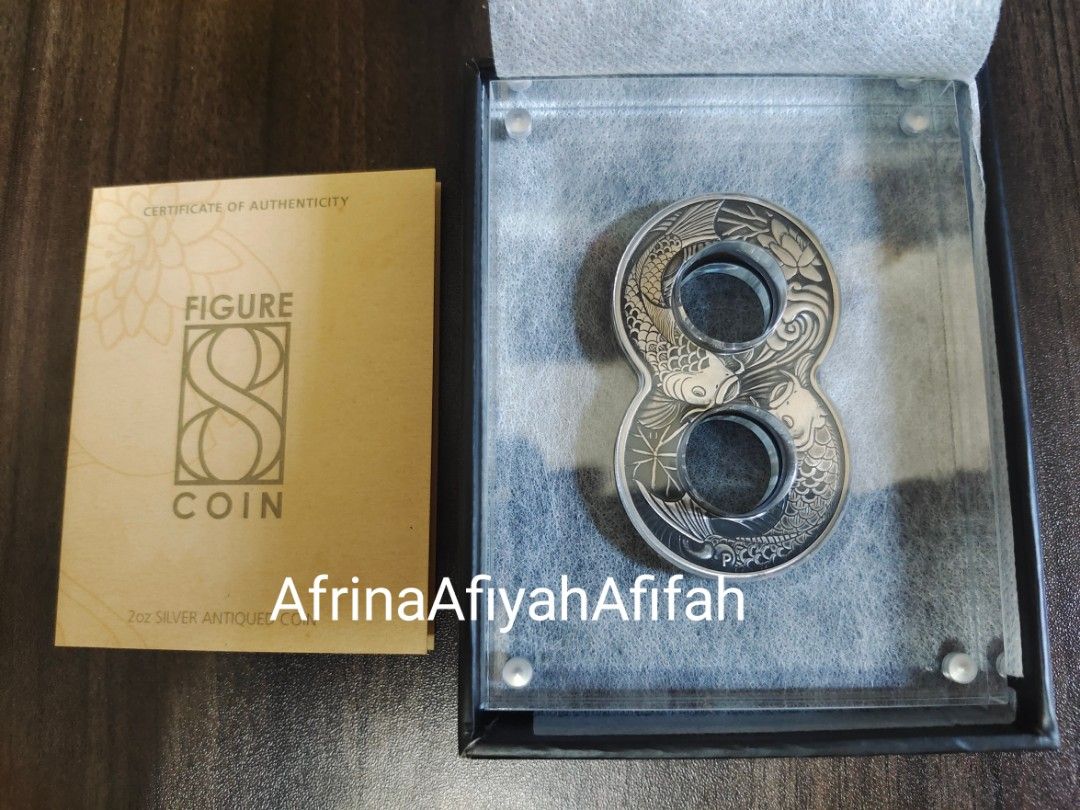 2019 Perth Mint Figure Eight Koi Fish Antiqued 2 oz Silver Proof Coin ...
