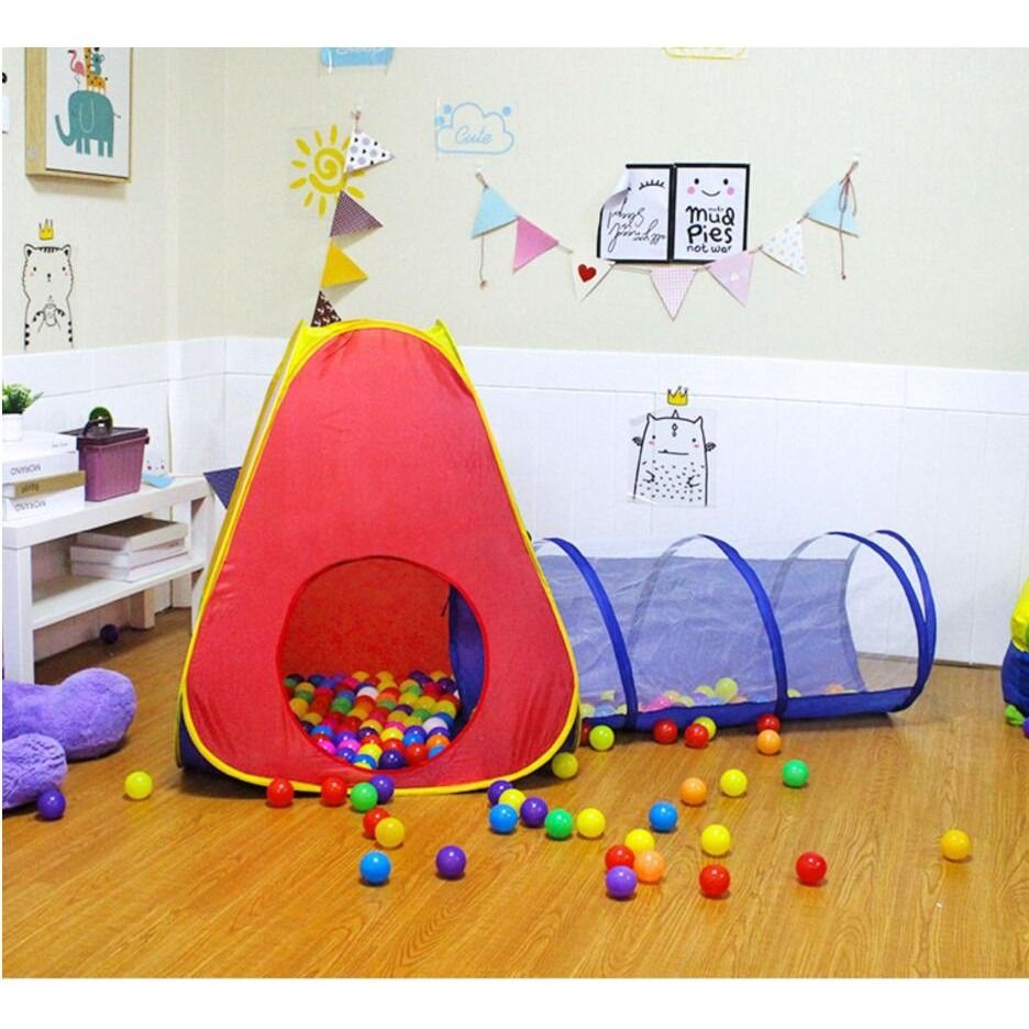 2 Piece Kids Pop Up Play Tent (Tunnel+tent)and Crawl Tunnel Children ...