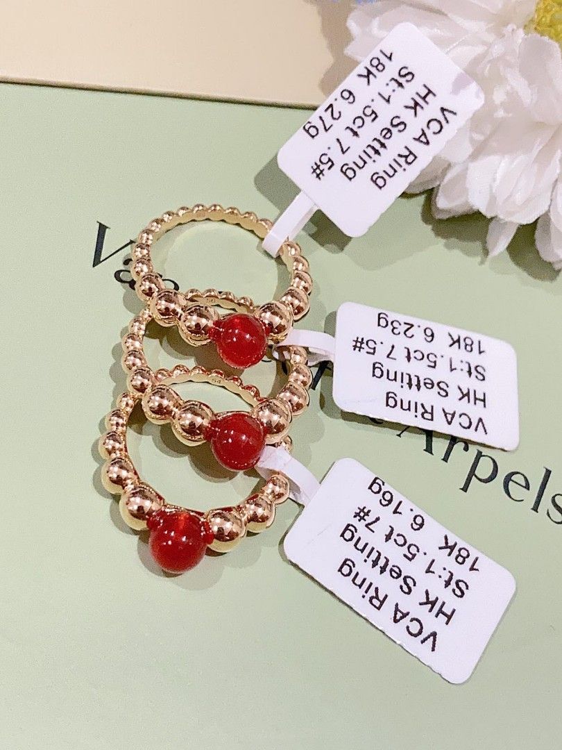 2C VCA Perlee Carnelian Ring Hk, Women's Fashion, Jewelry & Organizers ...