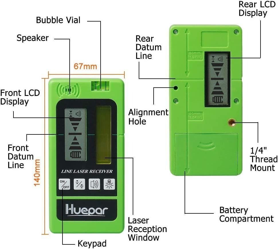 3433) Laser Detector for Line Laser Level, Huepar LR-5RG Digital Laser ...