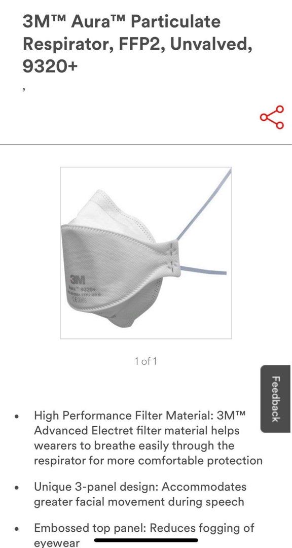 3M Respirator 9320+ mask AUTHENTIC, Health & Nutrition, Face Masks ...