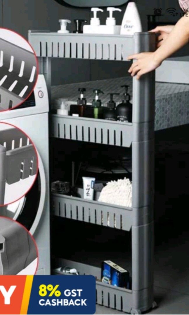 4-tier storage rack (with wheels underneath), Furniture & Home Living ...