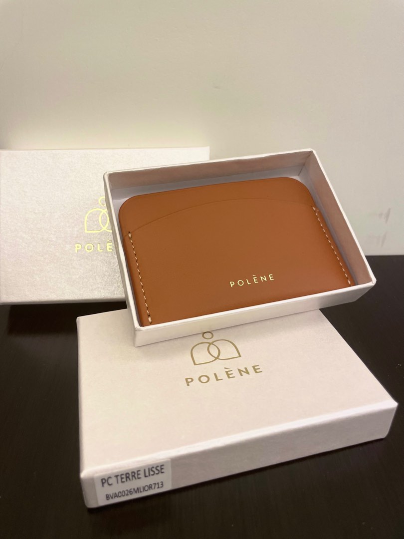 全新連盒全皮 Polene Polène Plain Logo Card Holder (原價 €60/ ard $520), 女裝, 手袋及 ...