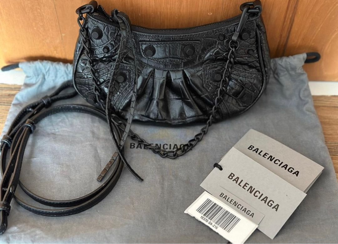 Balenciaga Le Cagole Mini Croco All Black, Luxury, Bags & Wallets on ...