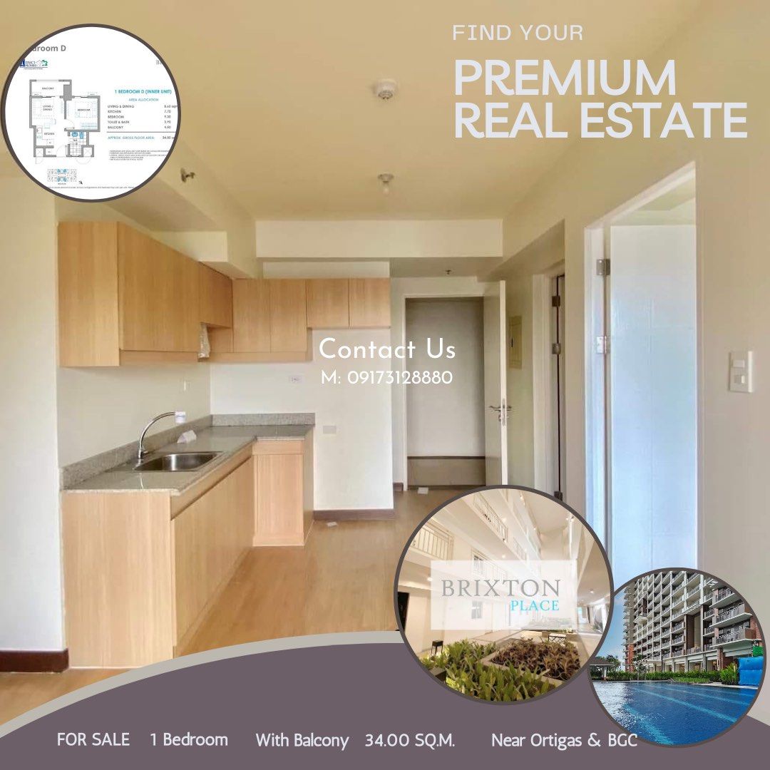 Brixton Place 1 Bedroom 34 sqm Condo for Sale in Kapitolyo Pasig near ...
