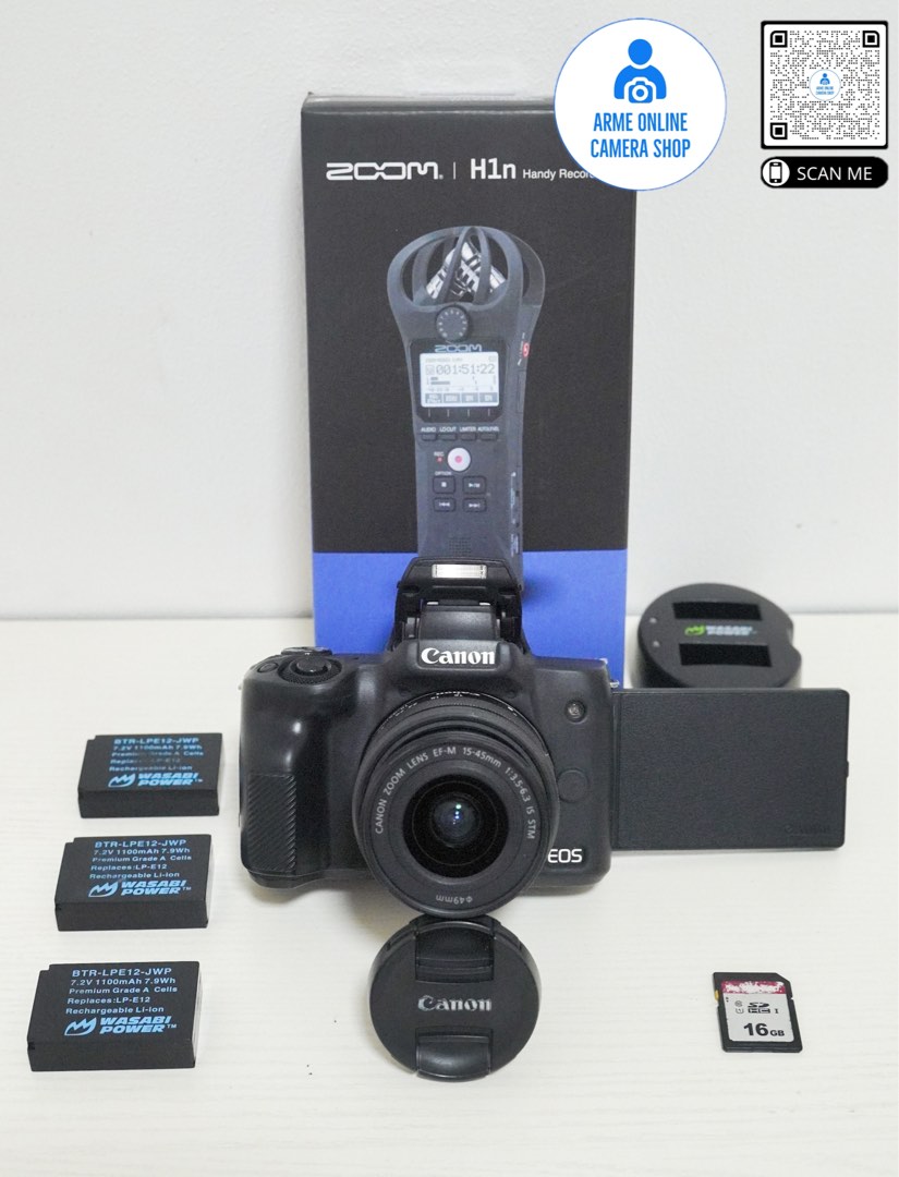 Canon M50 with 3 Batteries, Transcend 16GB and brand new Zoom H1N ...