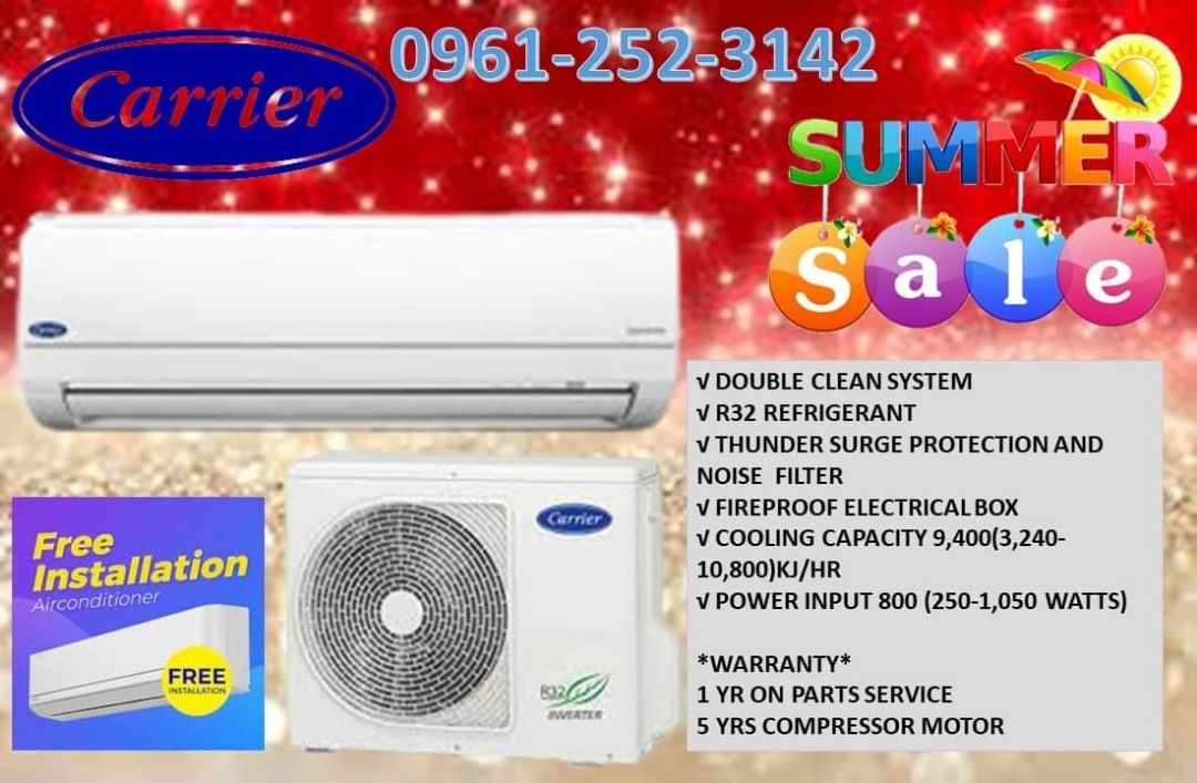 CARRIER ALPHA INVERTER SPLIT TYPE WITH FREE INSTALLATION, TV & Home ...