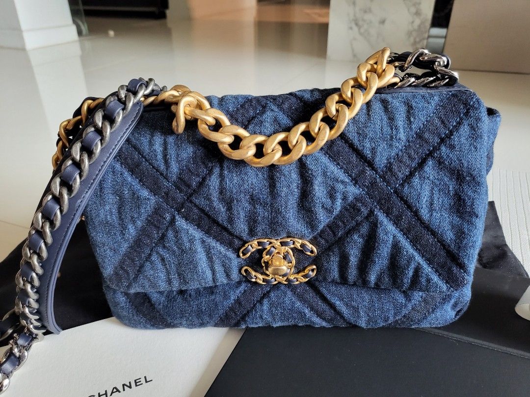 Chanel 19 Denim 3 tone HW, Luxury, Bags & Wallets on Carousell