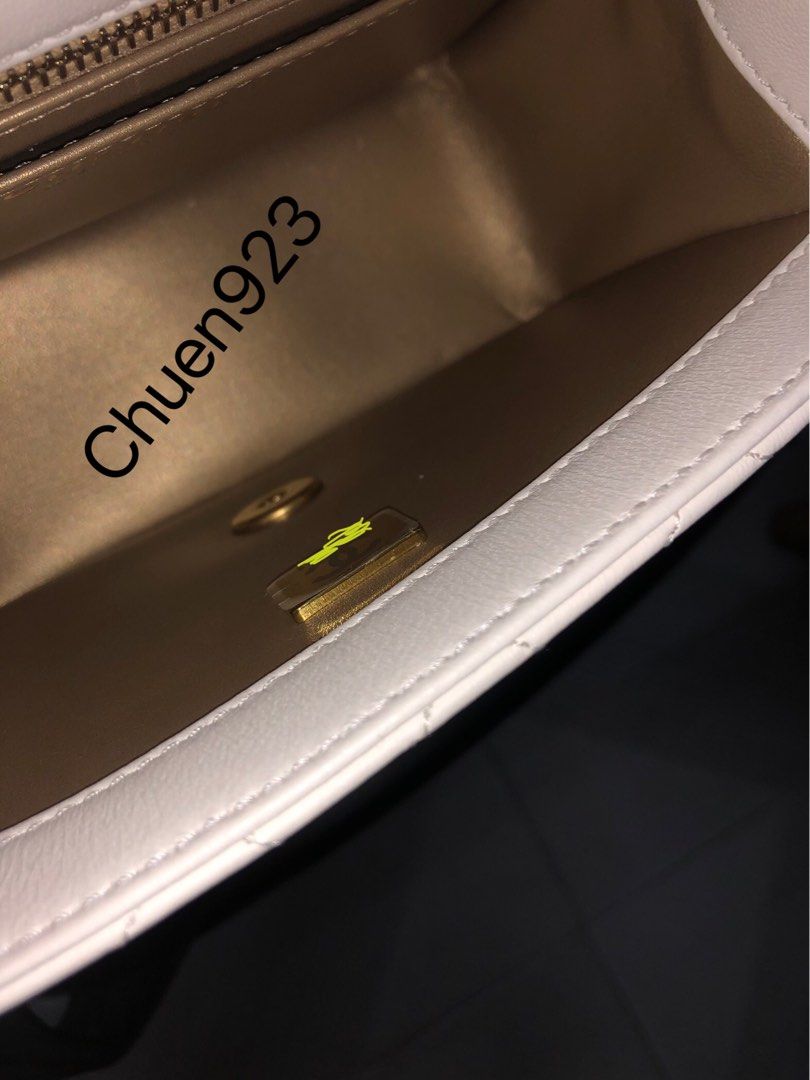 Chanel white color 17cm mini square with adjustable gold coco crush ...