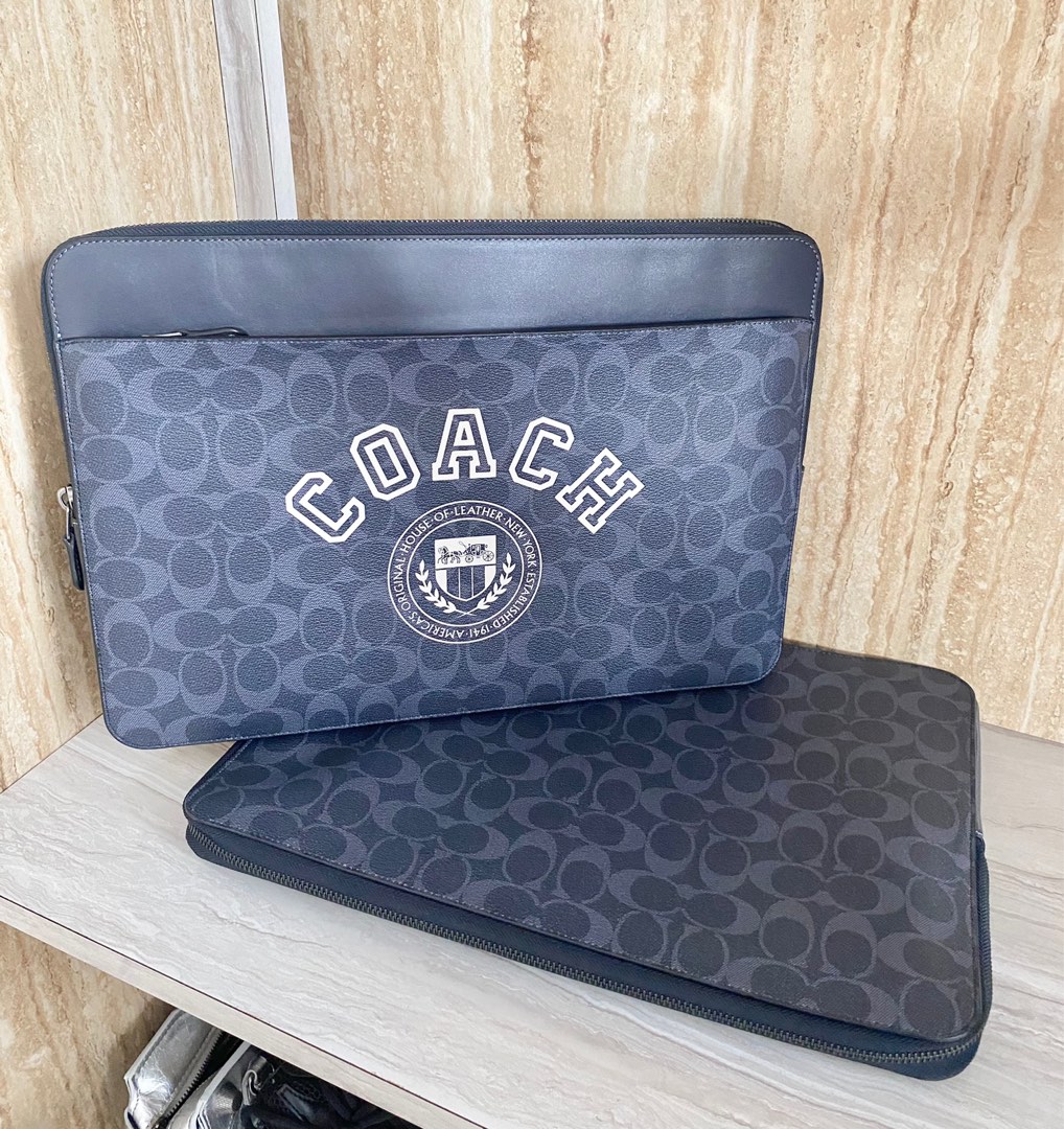 Coach Laptop 15inc Case In Signature Canvas With Varsity denim chalk ...