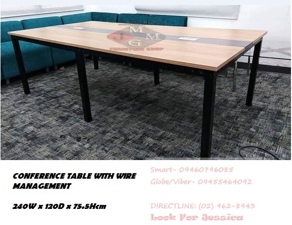 Conference table with wire management, Furniture & Home Living, Office ...