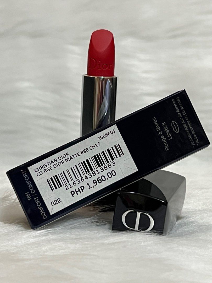 DIOR ROUGE Lipstick in 888 shade, Beauty & Personal Care, Face, Makeup ...