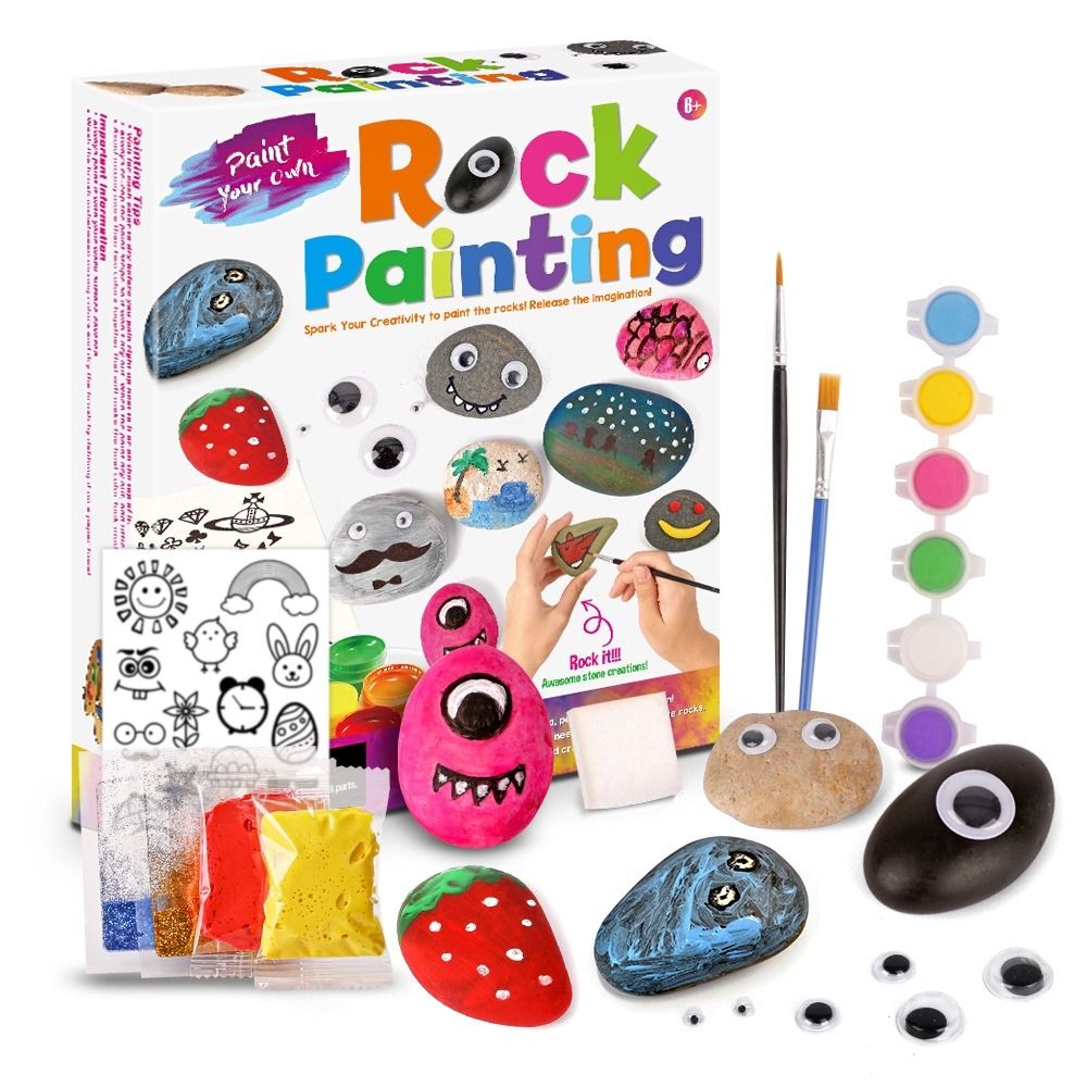 DIY Paint Your Own Rocks Kids Colouring Arts & Crafts Children Painting ...