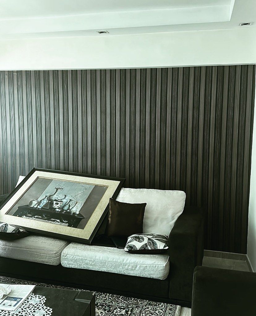 FLUTED PANELS WALLPAPER / Wooden Panels Wallpaper / Wallpaper Coverings ...