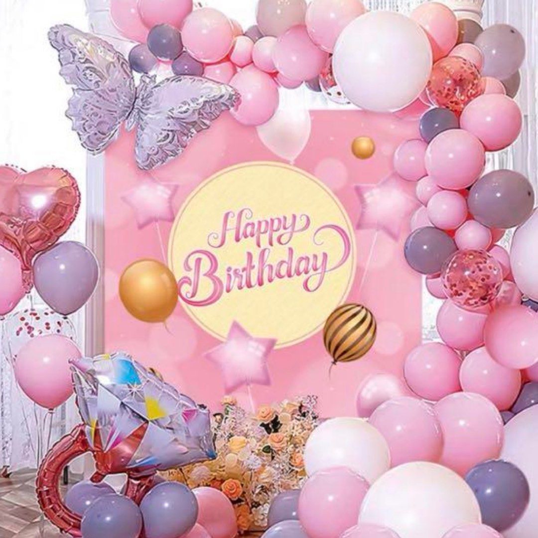 Generic party supplies - birthday banner backdrop balloons set/ party ...